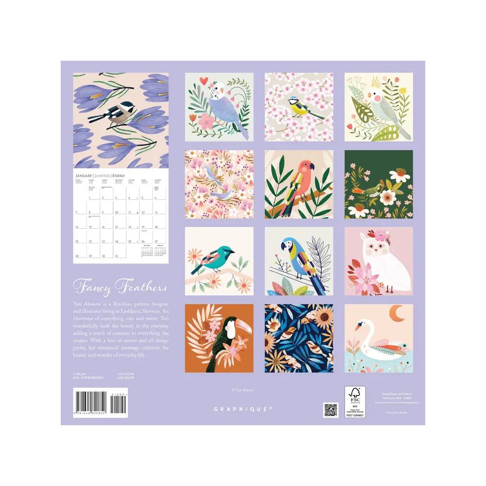 Graphique 2024 Calendar Fancy Feathers